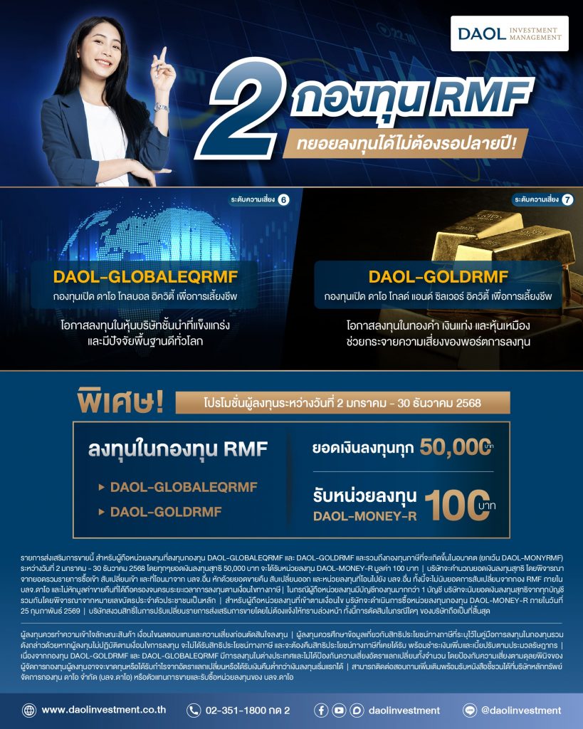 บลจ.ดาโอ: Promotion กองทุนลดหย่อนภาษี 2568 - Finnomena